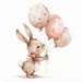 9 Sweet Bunny Flying on Balloons Clipart Bundle, High Quality Jpgs ...
