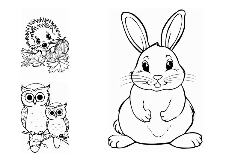Woodland Animal Coloring Page for Kids, Instant Download, Coloring Book ...