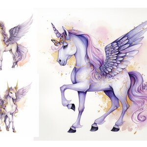 Unicorn Clipart for Baby Shower Invitation, 9 High Quality Jpgs ...