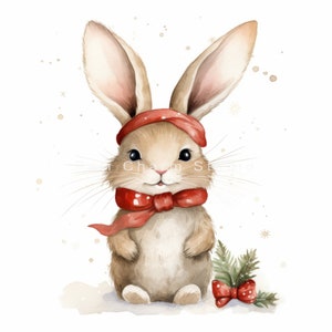 Watercolor Santa Rabbit Clipart PNG, High Quality, Christmas Bunny ...