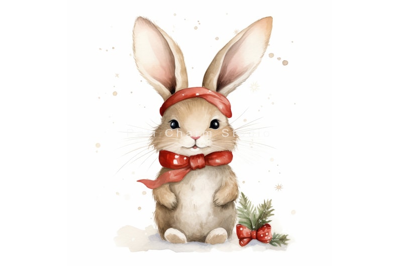 Watercolor Santa Rabbit Clipart PNG, High Quality, Christmas Bunny ...