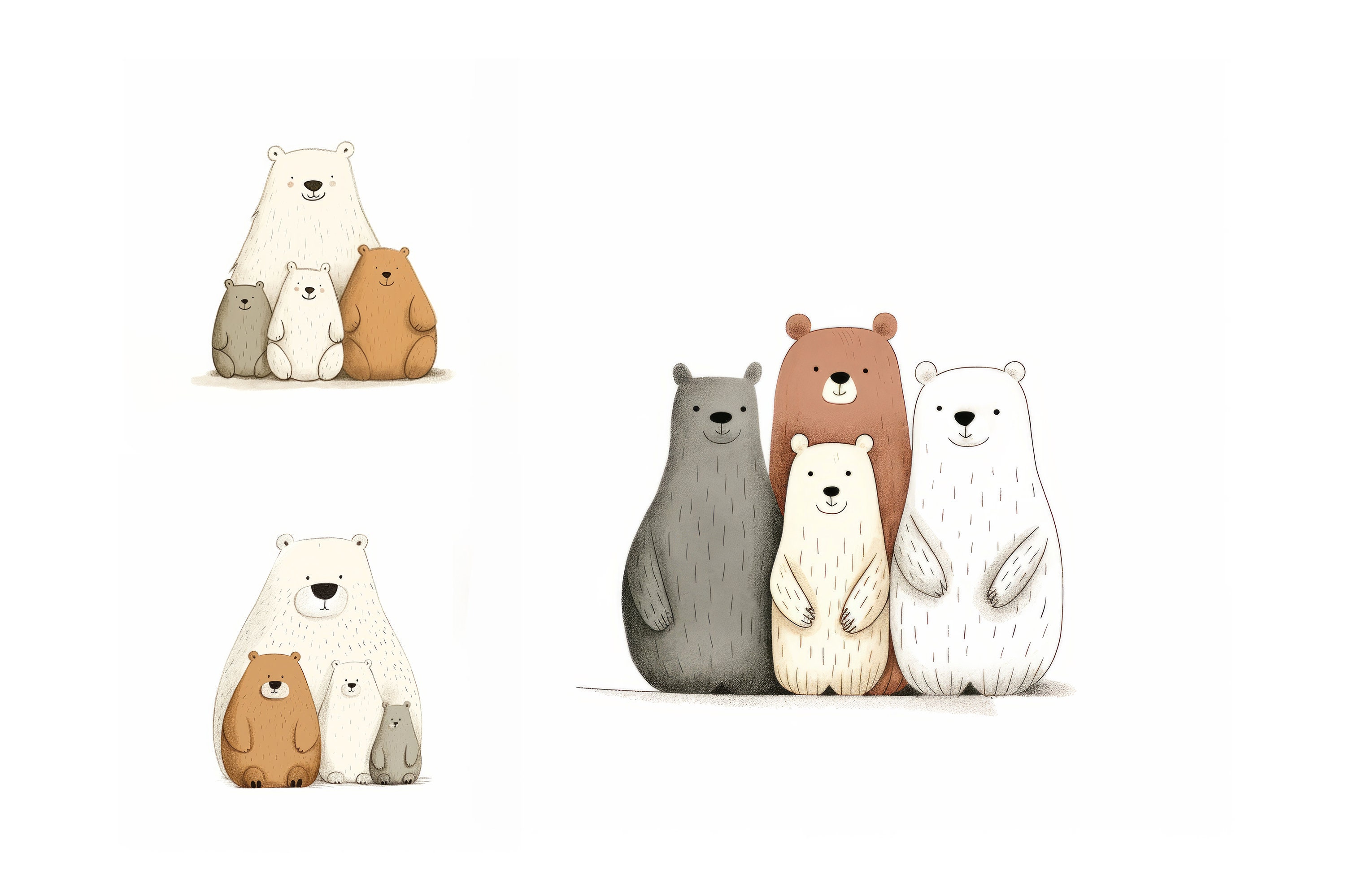 Cute Bear Family Clipart Bundle, Digital Download, High Quality Jpgs ...