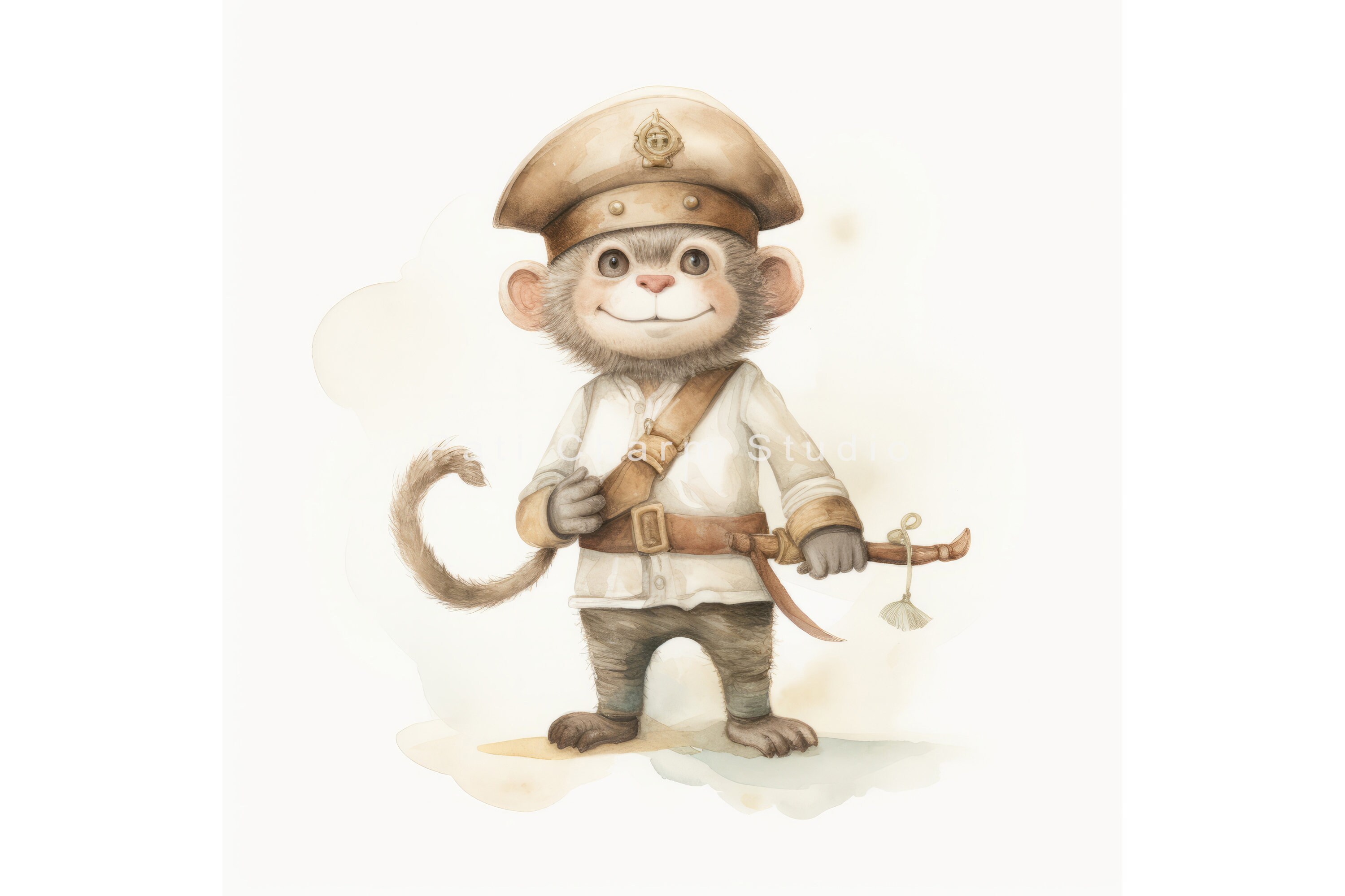 Watercolor Pirate Clipart Bundle for Kids, 9 High Quality Jpgs, Little ...