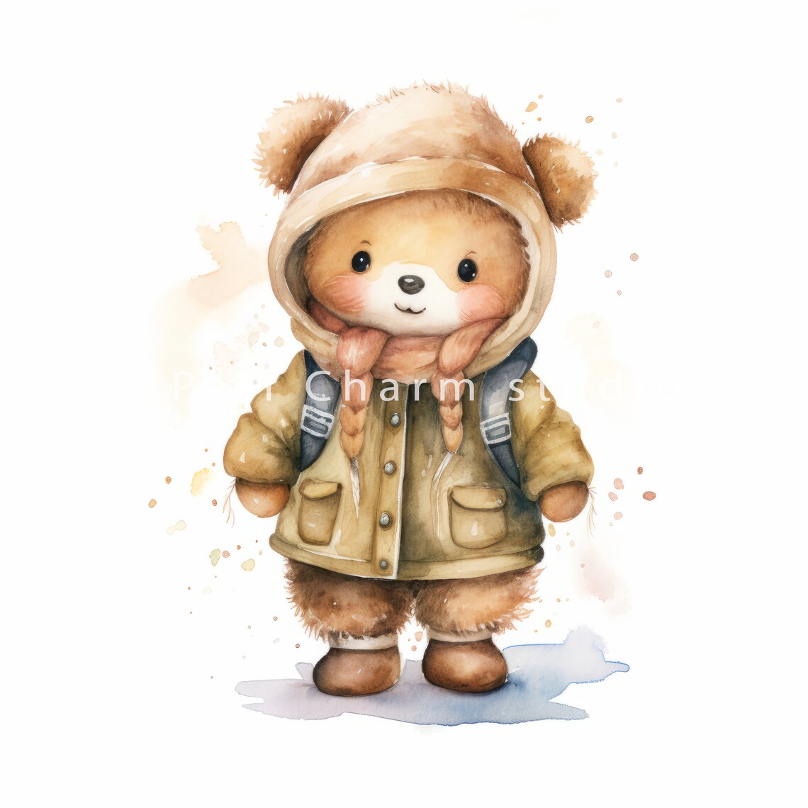 Winter Teddy Bear Clipart, High Quality Jpgs, Watercolor Clipart, Christmas Clipart Bundle ...