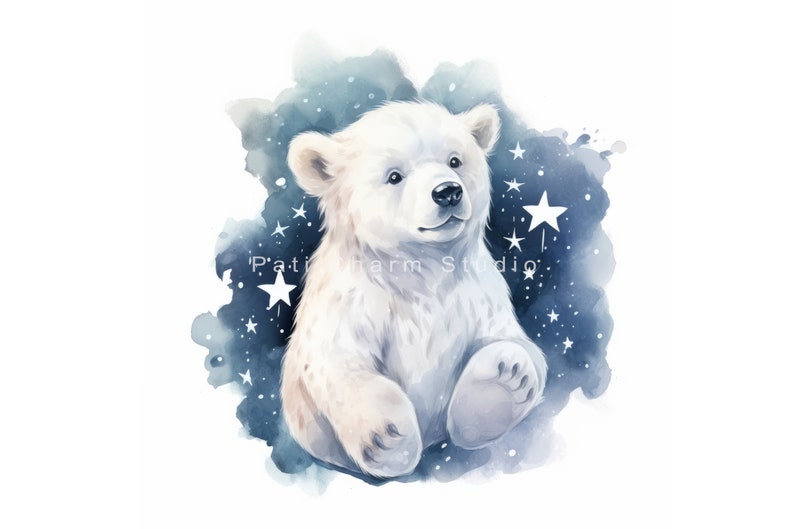 Watercolor Polar Bear Clipart Bundle, High Quality Jpgs, Cute White ...