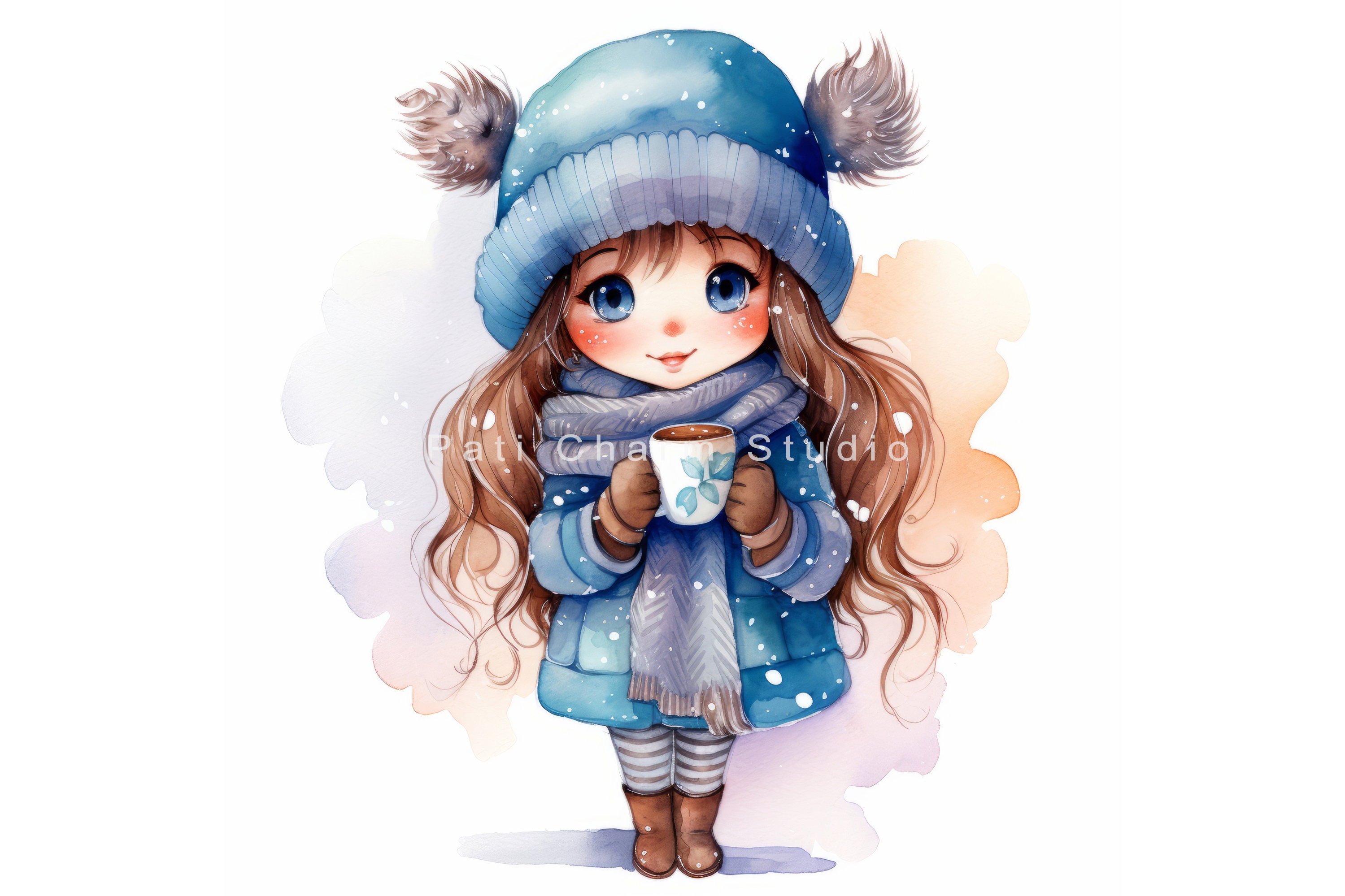 Winter Girl Clipart Bundle, Jpgs, Cute Girl Clipart for Commercial Use ...