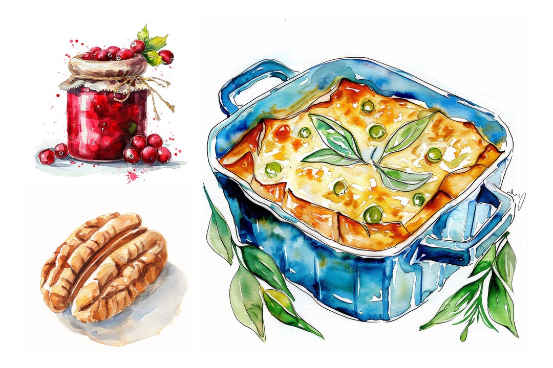 Watercolor Food Clipart Bundle Jpgs, Corn Clipart, Bread Clipart ...