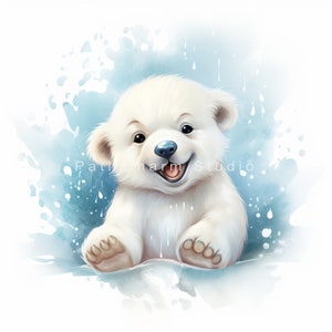Watercolor Polar Bear Clipart Bundle, High Quality Jpgs, Cute White ...