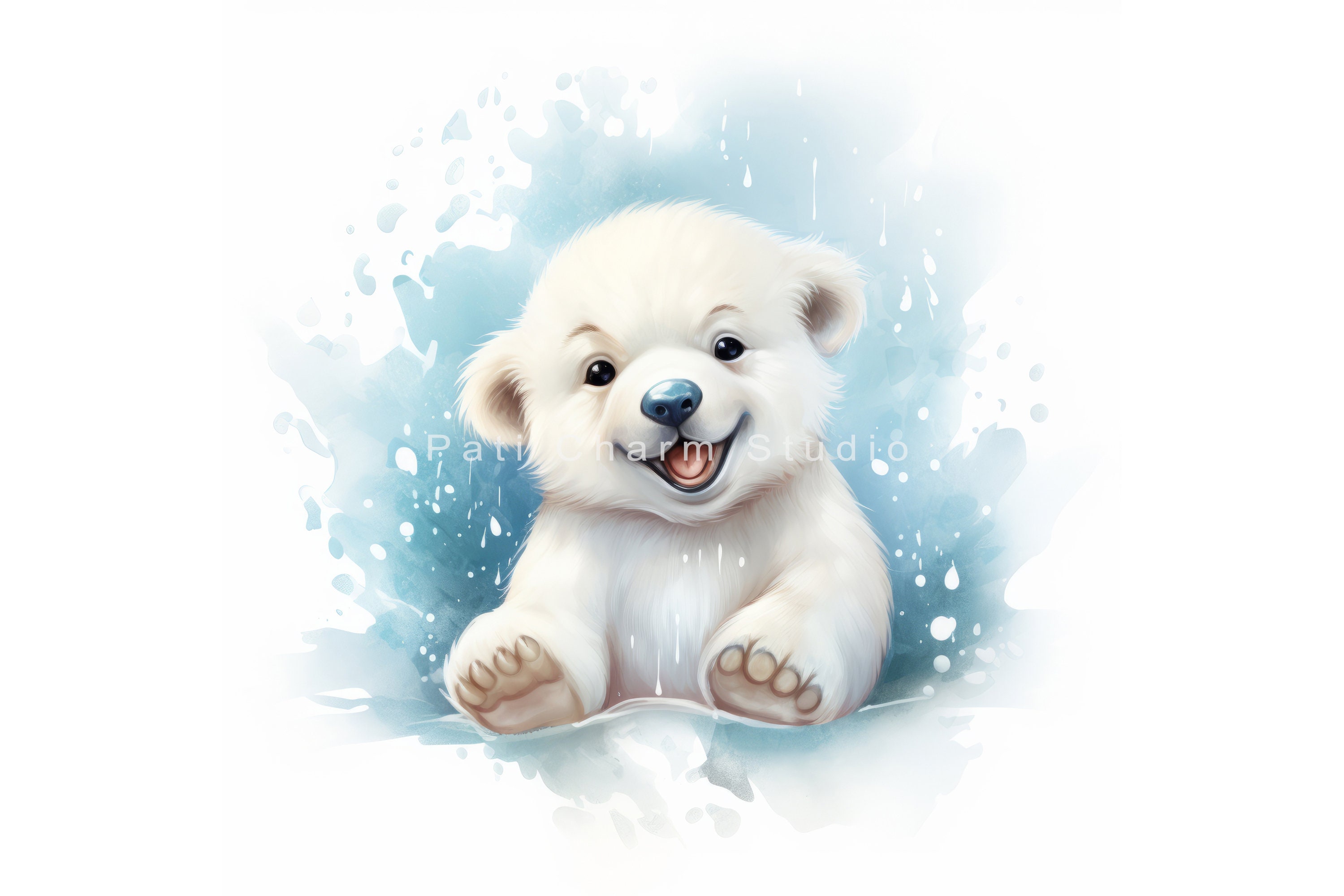 Watercolor Polar Bear Clipart Bundle, High Quality Pngs, Cute White ...