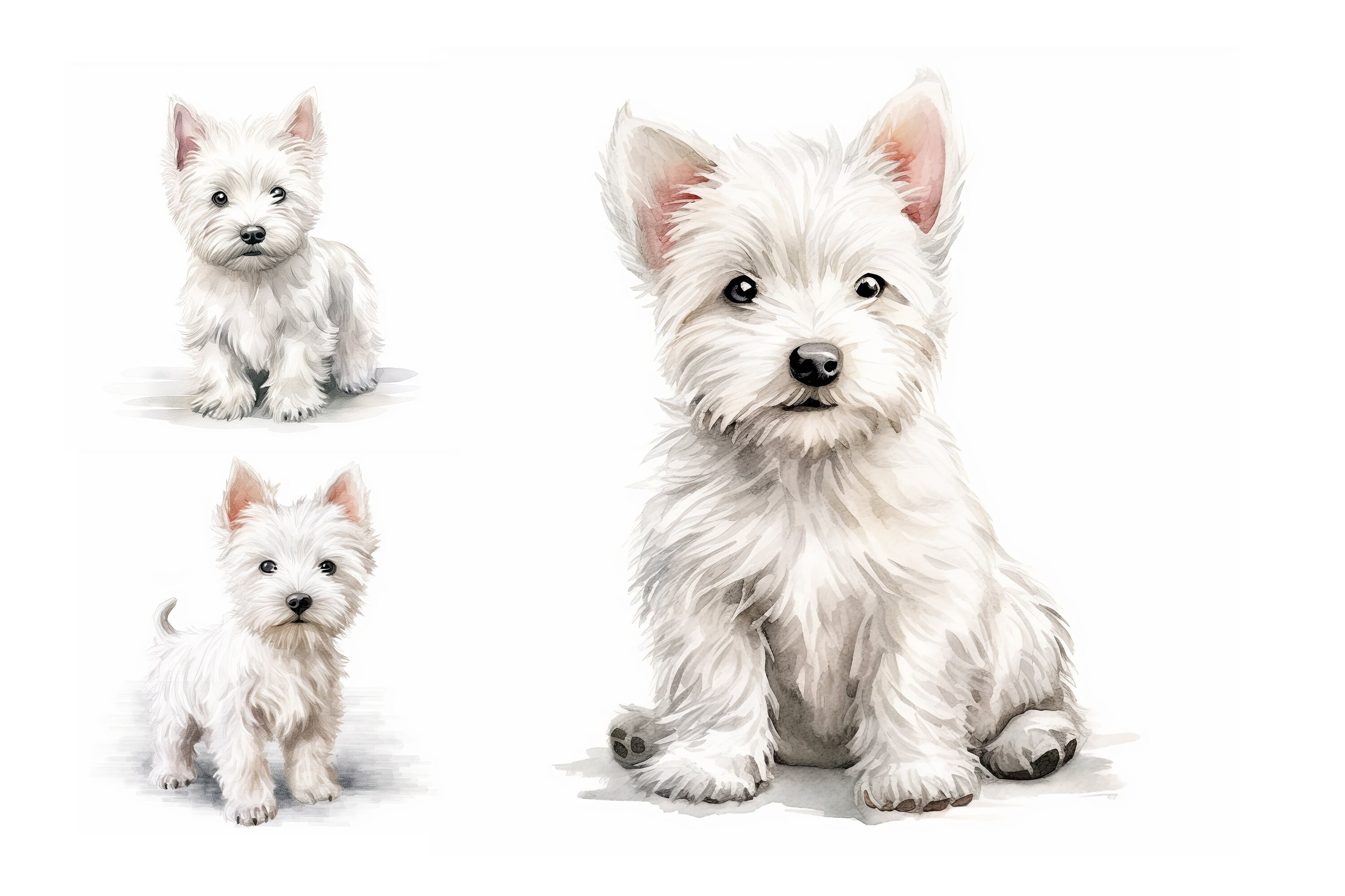 Westie Dogs Watercolor Clipart Bundle 9 High Quality Jpgs, West ...