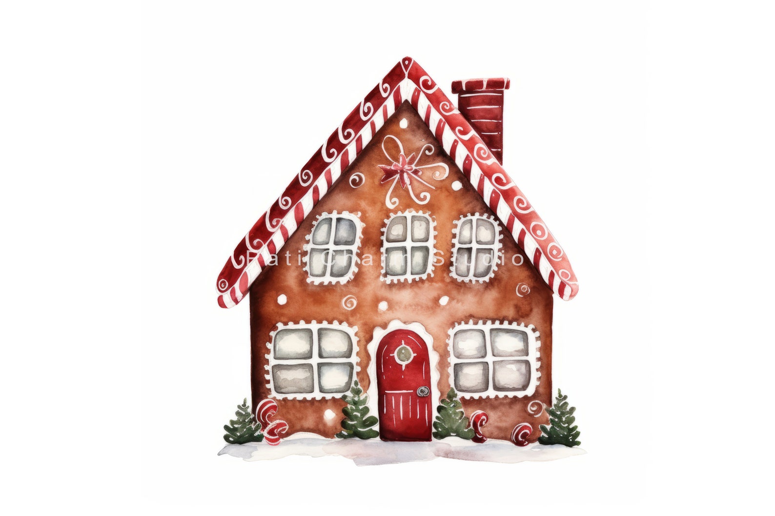 Christmas Gingerbread House Clipart Bundle, Jpgs, Watercolor Clipart ...