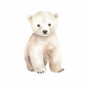 Watercolor Cute White Bear Clipart Bundle, Digital Download, High ...