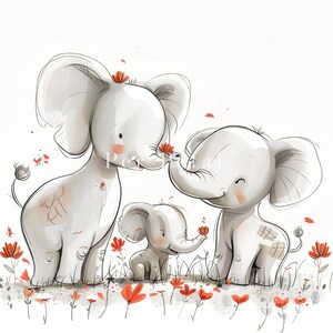 Cute Baby Elephant Clipart Bundle, High Quality Jpgs, Baby Clipart ...