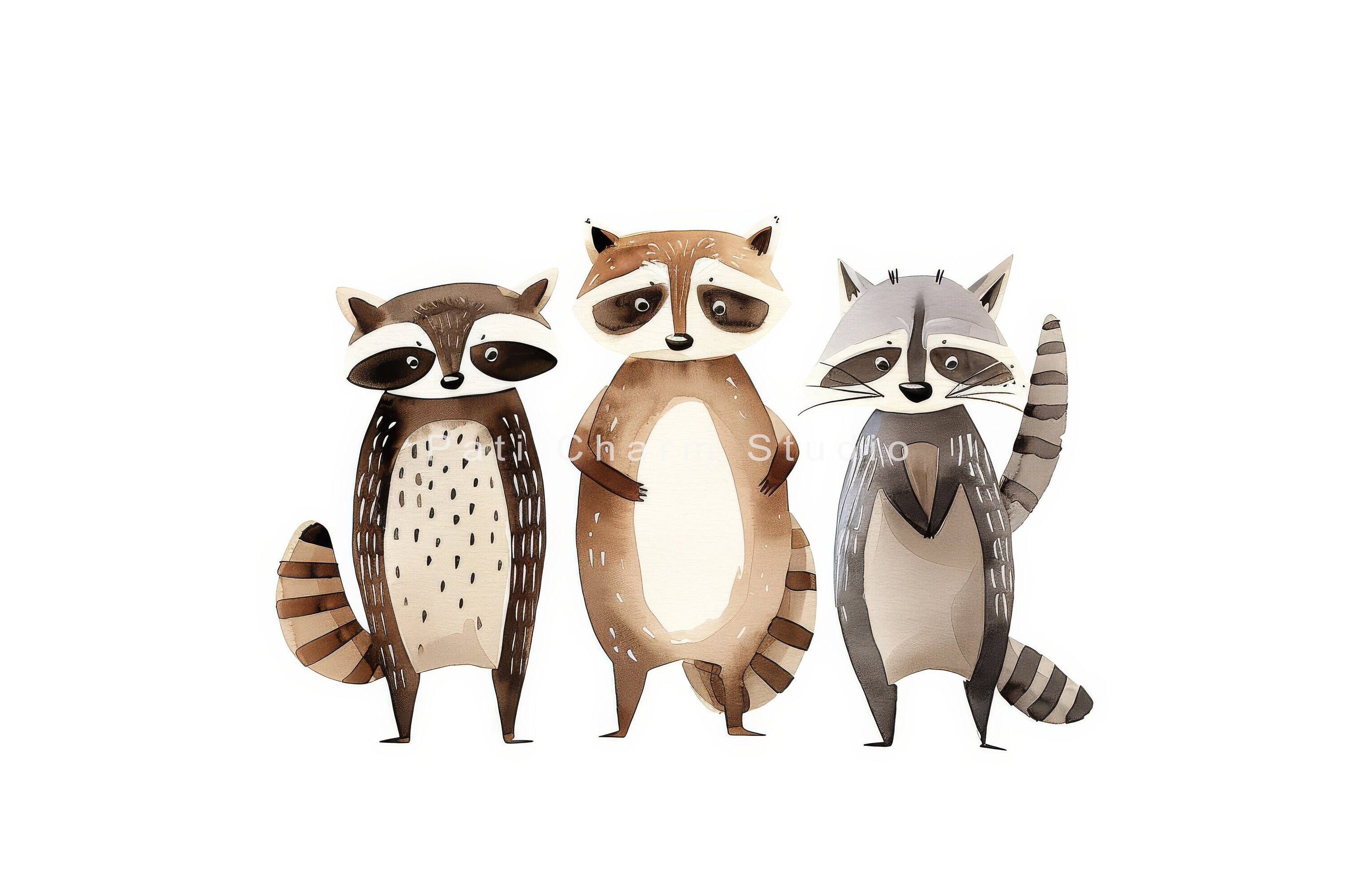 Raccoon Family Clipart Bundle, Cute Family Animal Clipart, Digital ...