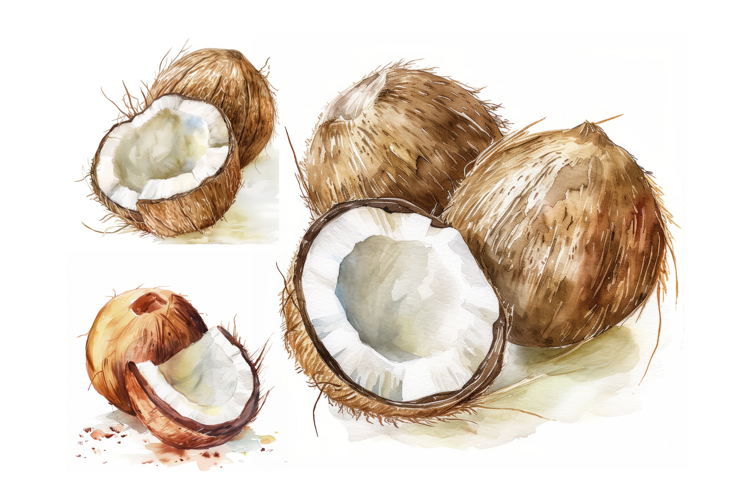 Coconut Clipart Bundle, Vegan Clipart, Commercial License, Beach ...