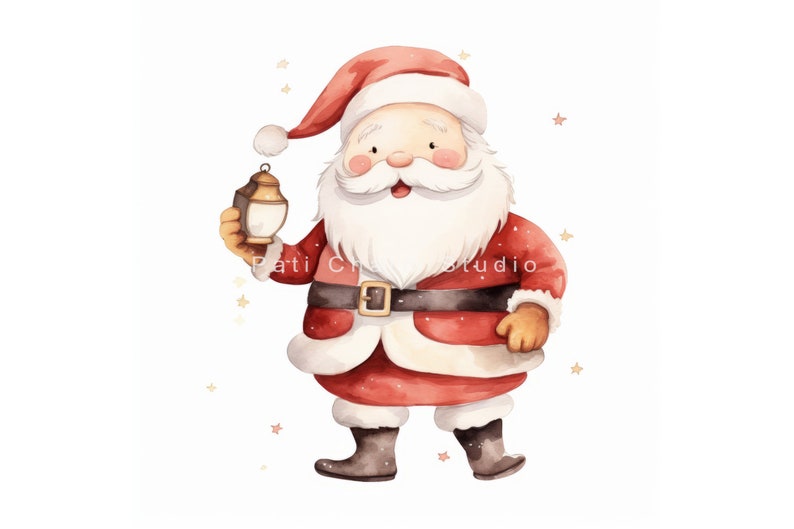 Santa Claus Watercolor Clipart Bundle, Cute Santa Claus, Winter Holiday ...