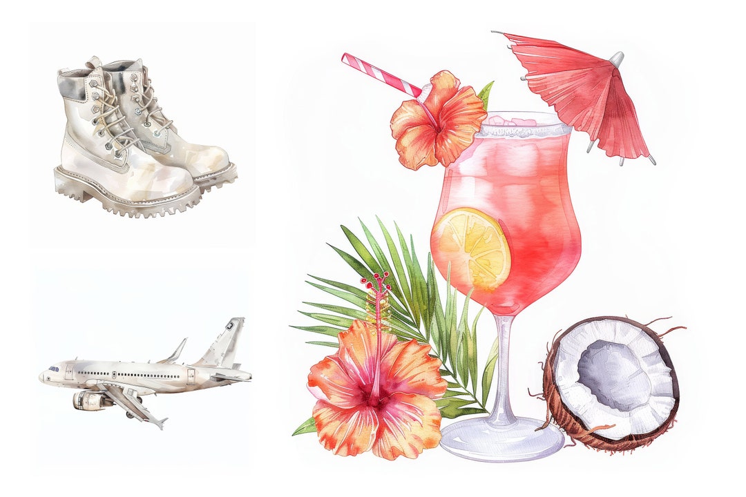 Watercolor Travel Clipart Bundle, High Quality Jpgs, Digital Download ...
