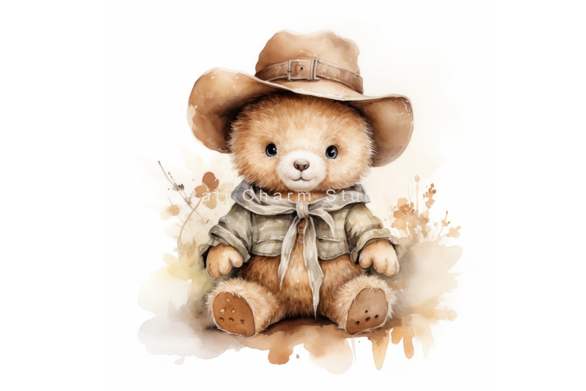 Cowboy Teddy Bear Clipart Bundle High Quality Jpgs Cowboy - Etsy
