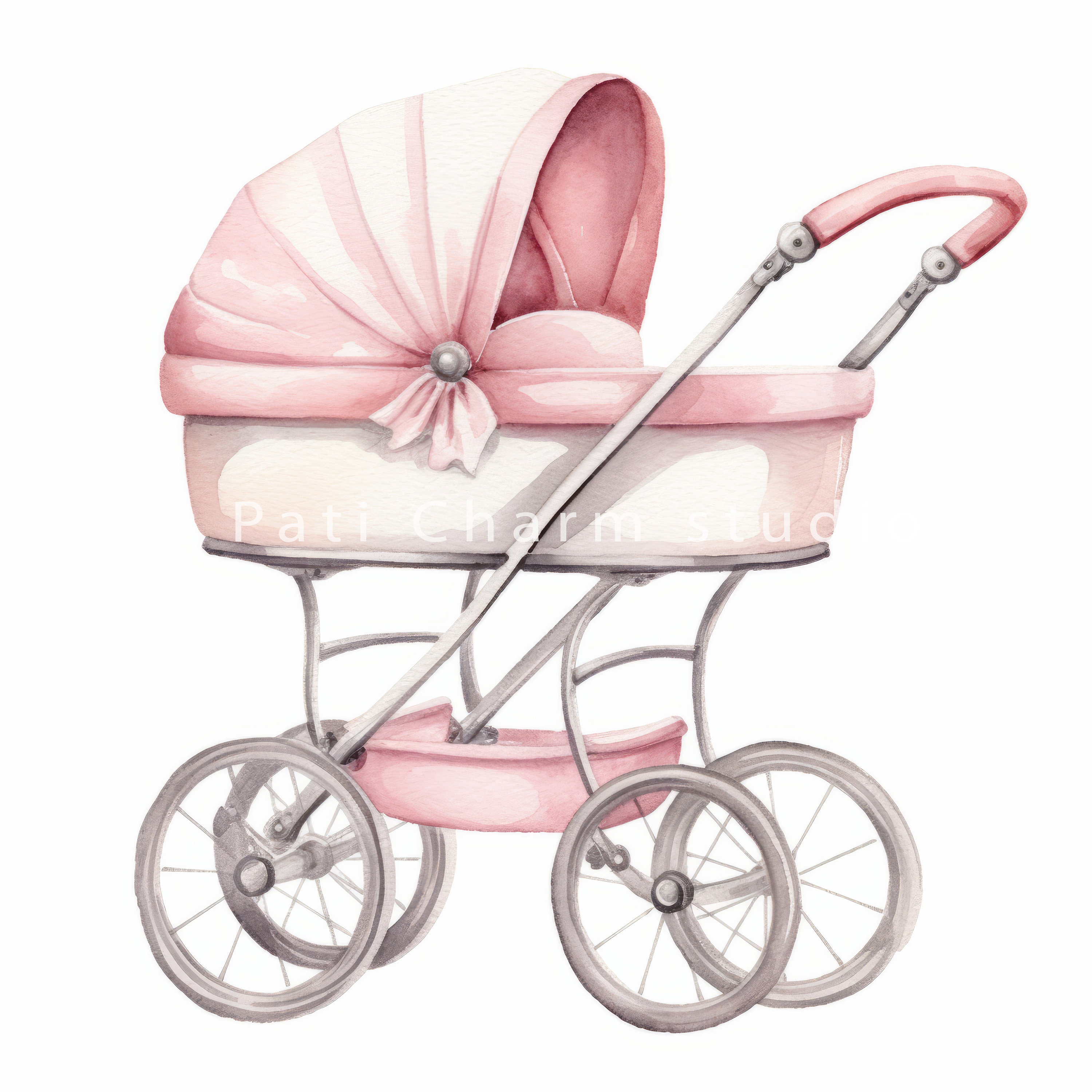 Watercolor Stroller Clipart, Scrapbook Images, High Quality JPG ...