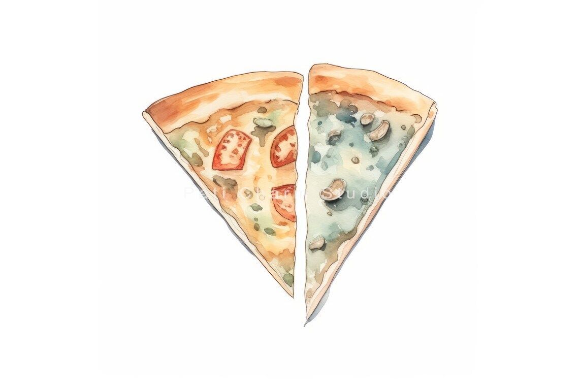Watercolor Pizza Clipart Bundle, Jpgs, Bakery Clipart, Pepperoni Pizza ...