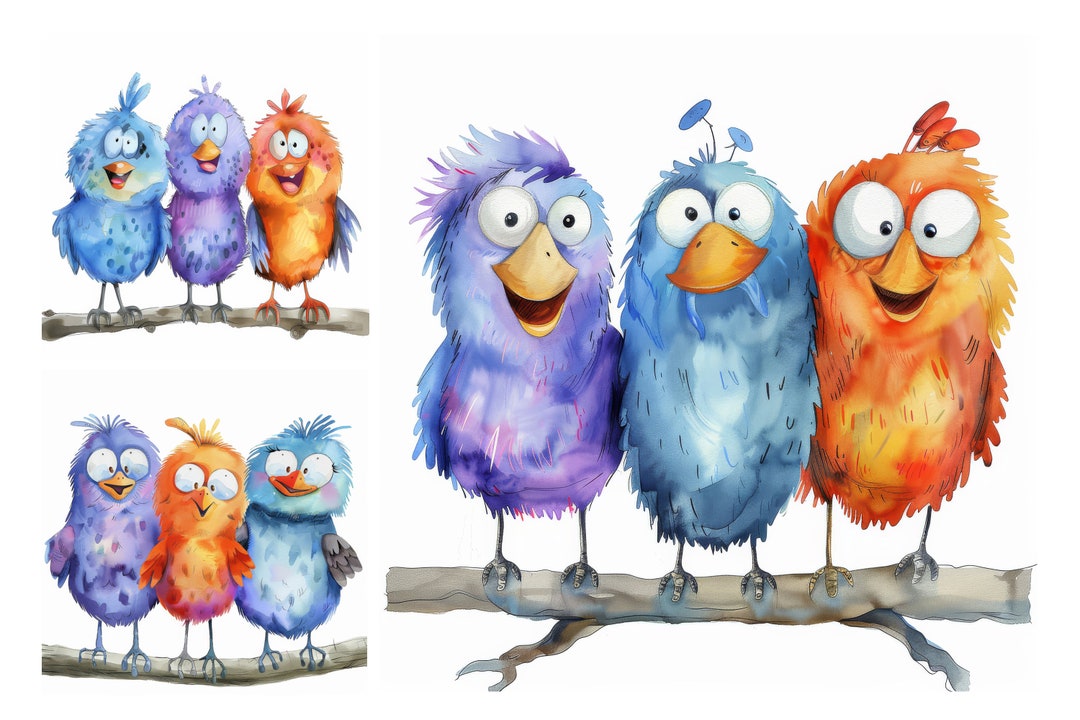 Colorful Bird Clipart Bundle, Digital Download, Watercolor Bird Clipart ...