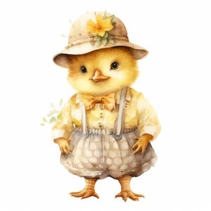 Watercolor Easter Chicken Clipart Set, Digital Planner, Cute Little ...