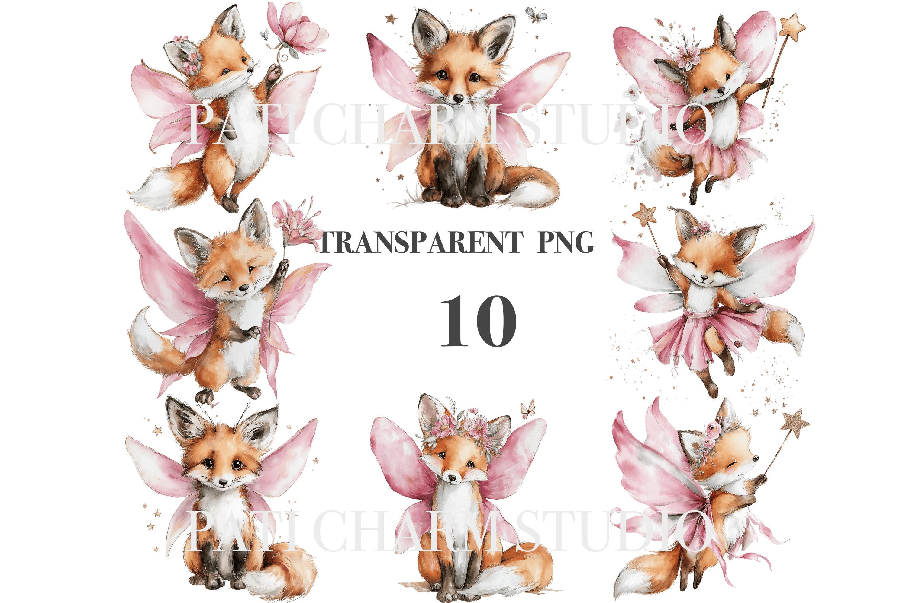 10 Sweet Fairy Fox Clipart PNG, Whimsical Woodland Foxes, Cute Fantasy ...