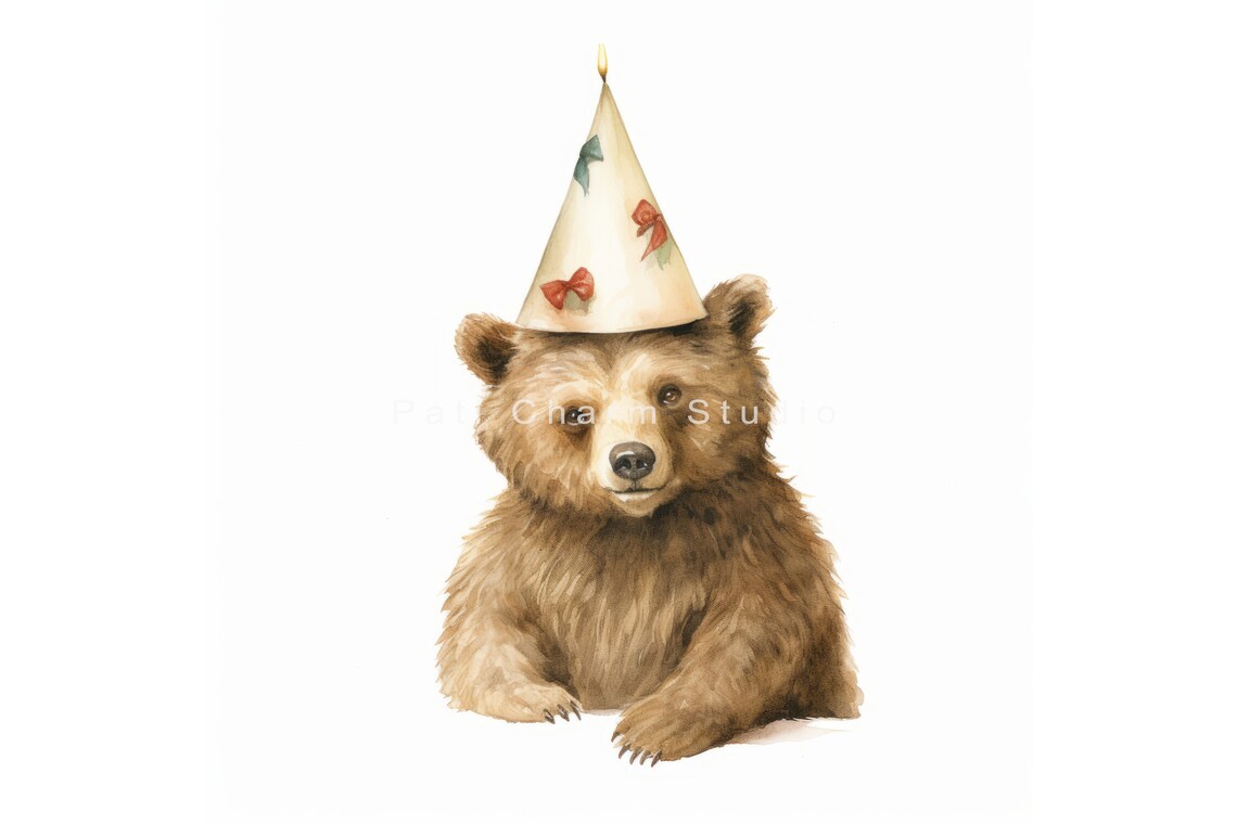 Teddy Bear Birthday Clipart, Watercolor Bear Clipart, Happy Birthday ...