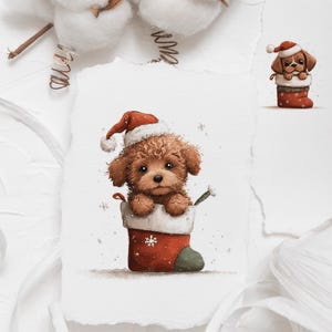 Puppy Christmas Socks Clipart Set, Cute Dog in Holiday Stocking ...