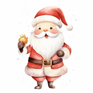 Santa Claus Watercolor Clipart Bundle, Cute Santa Claus, Winter Holiday ...