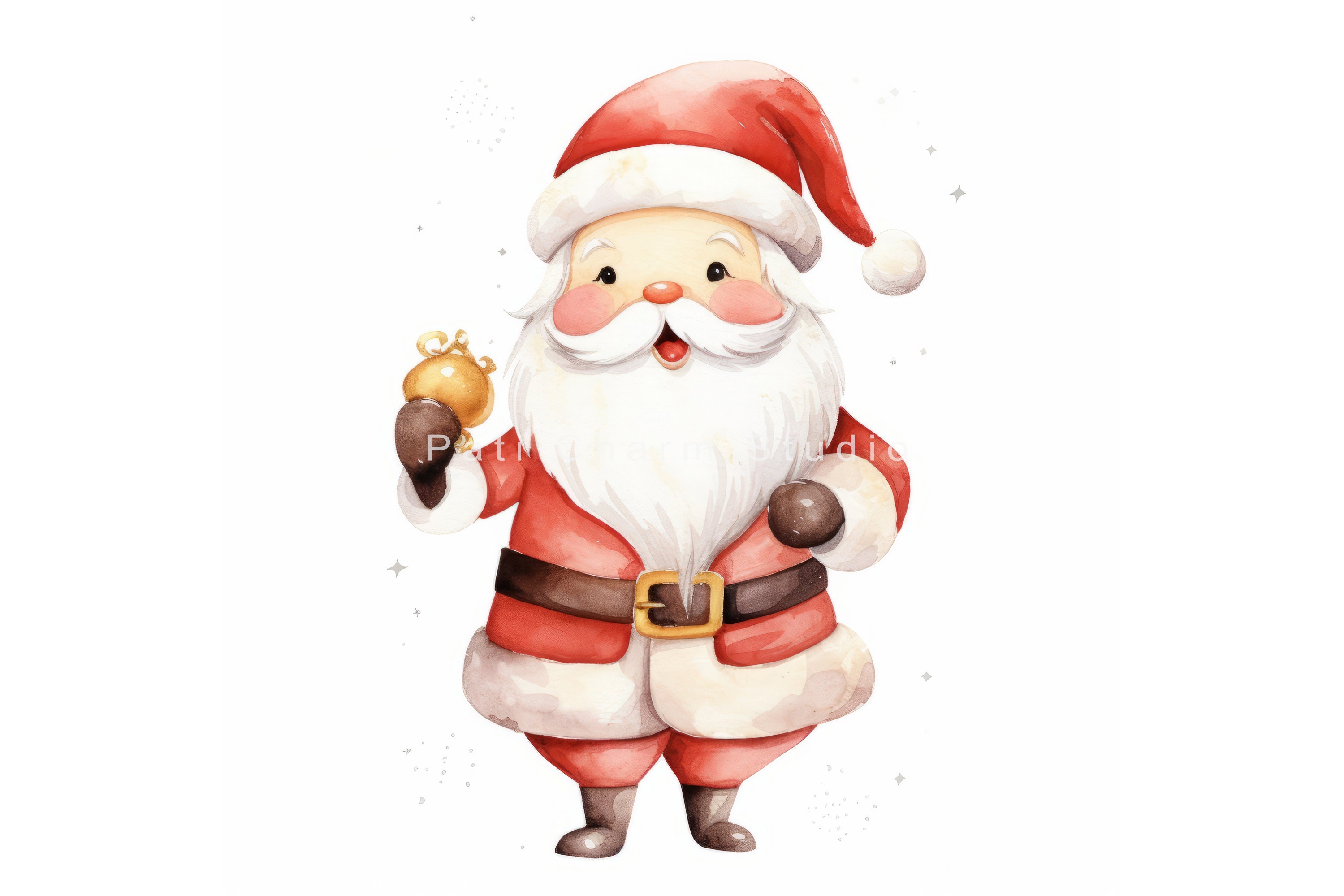 Santa Claus Watercolor Clipart Bundle, Cute Santa Claus, Winter Holiday ...