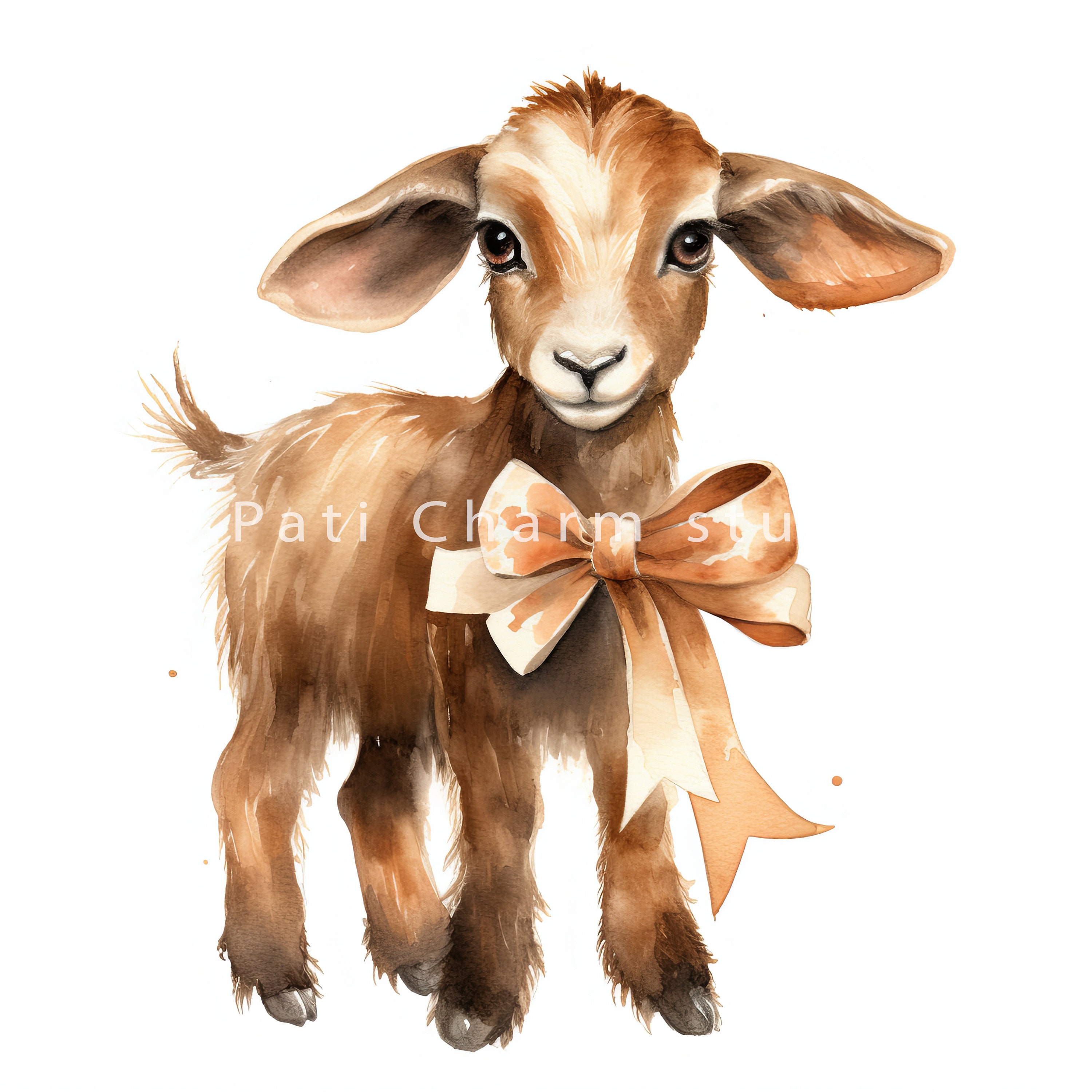 Watercolor Goat Clipart Bundle 9 High Quality Jpgs, Watercolor Farm ...