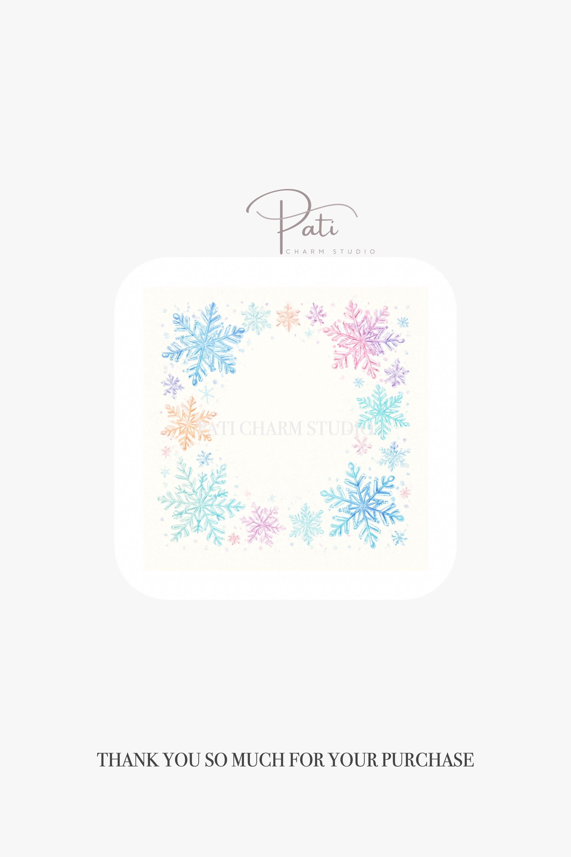 Snowflake Border Clipart Set, Winter Snowflake Frames, Christmas Border ...