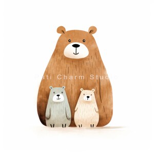 Cute Bear Family Clipart Bundle, High Quality Jpgs, Watercolor Nursery ...