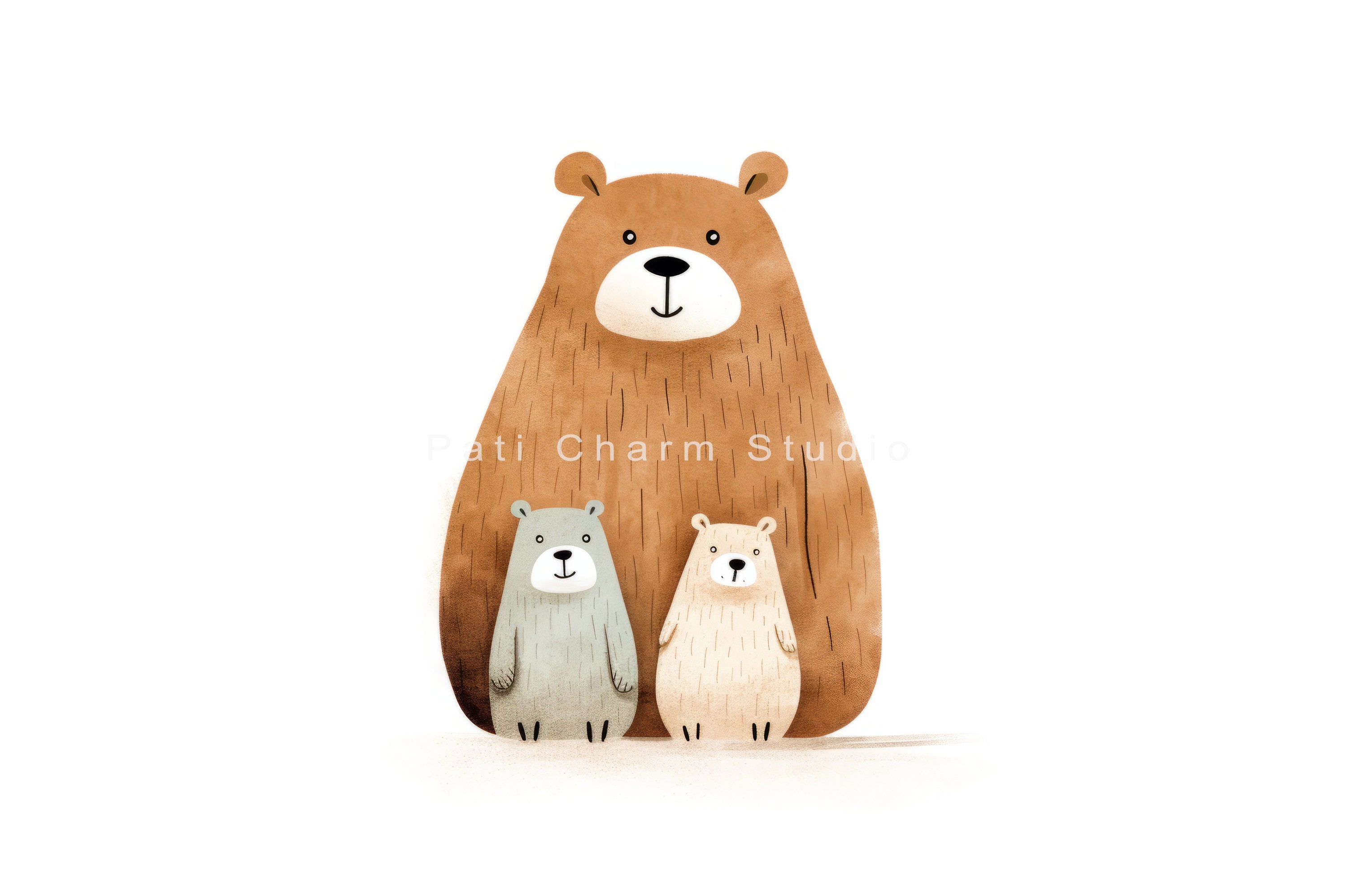 Cute Bear Family Clipart Bundle, High Quality Jpgs, Watercolor Nursery ...