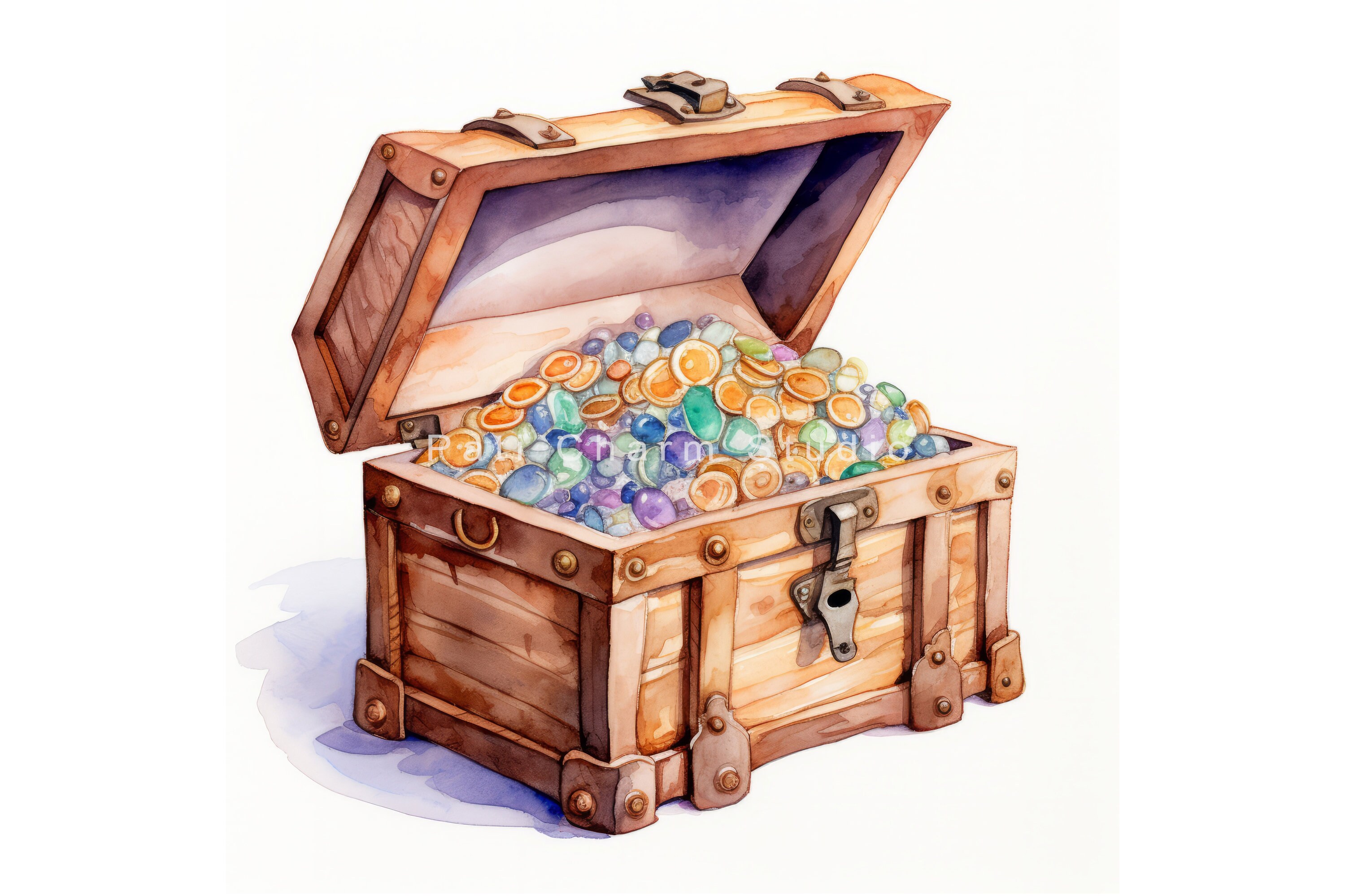 Treasure Chest Clipart Bundle, Watercolor Clipart for Kids, Commercial ...