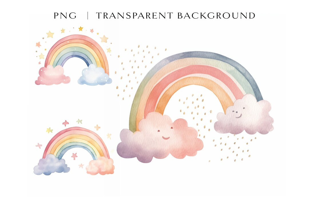 Watercolor Nursery Boho Rainbow Clipart Bundle Pngs, Boho Stickers PNG ...