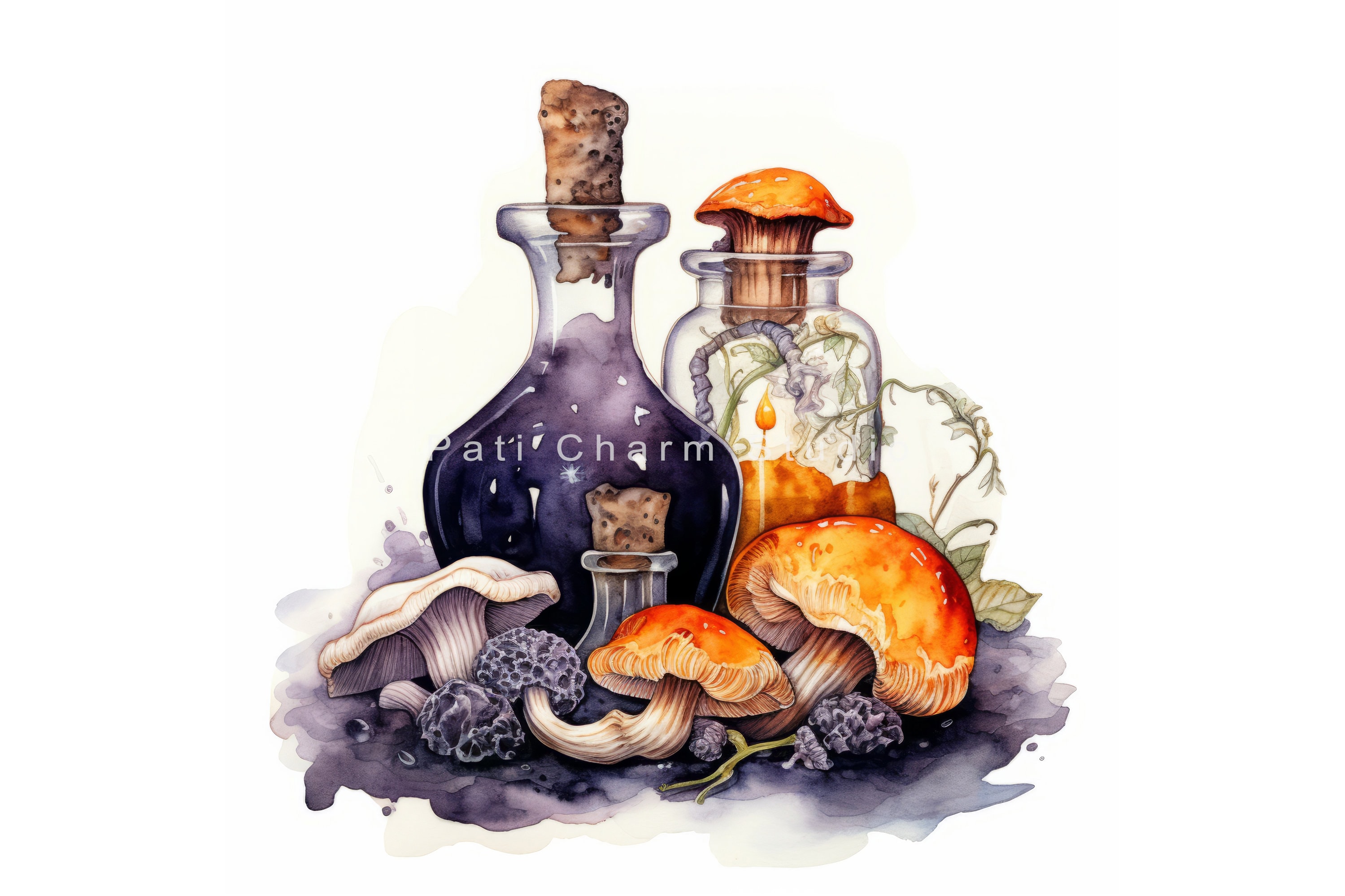 Alchemy Clipart Bundle, Watercolor Magic Clipart, Witch Clipart ...