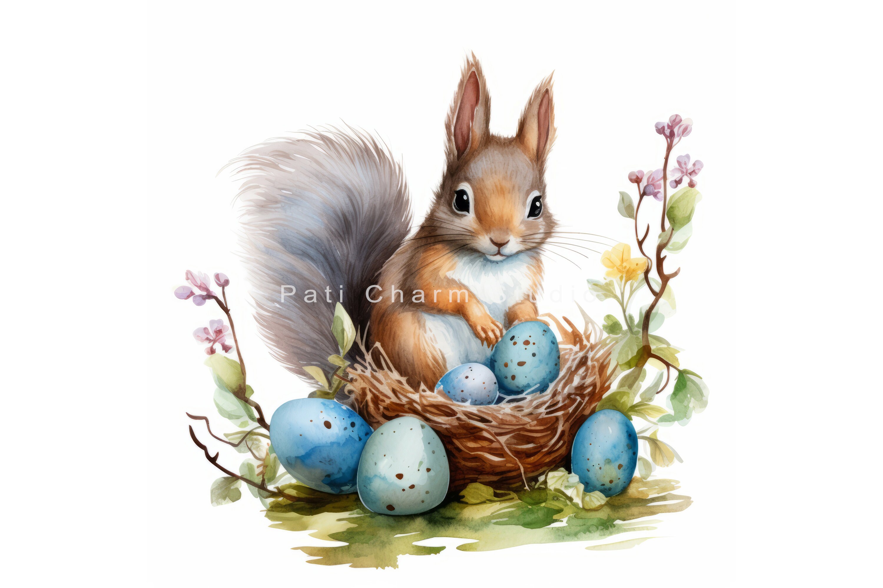 Easter Squirrel Clipart Bundle, High Quality Jpgs, Digital Download ...
