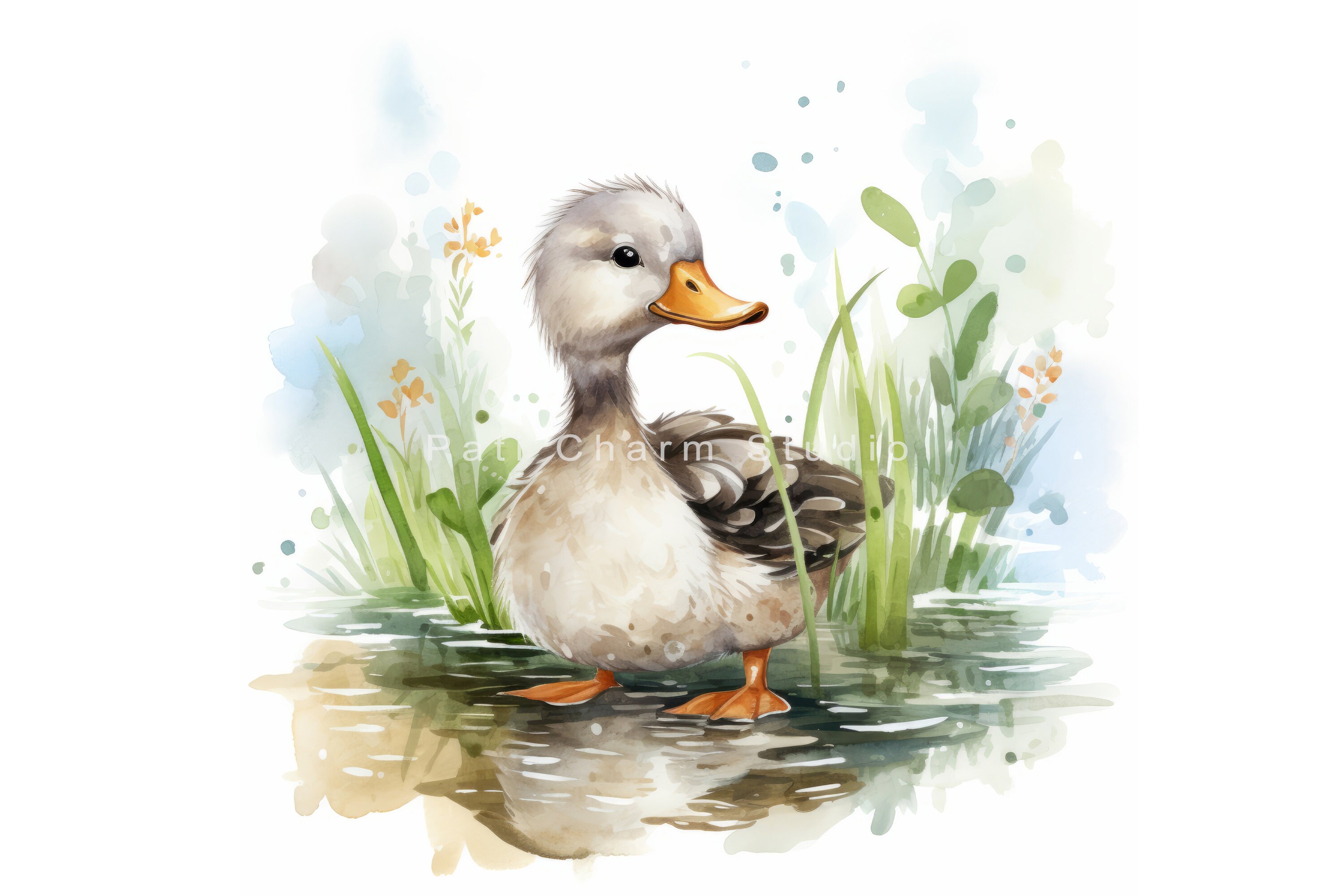Watercolor Duck Clipart Set, High Quality Jpgs, Digital Designs, Card ...