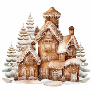 Winter Gingerbread House Clipart Bundle, JPG, Scrapbook Images ...