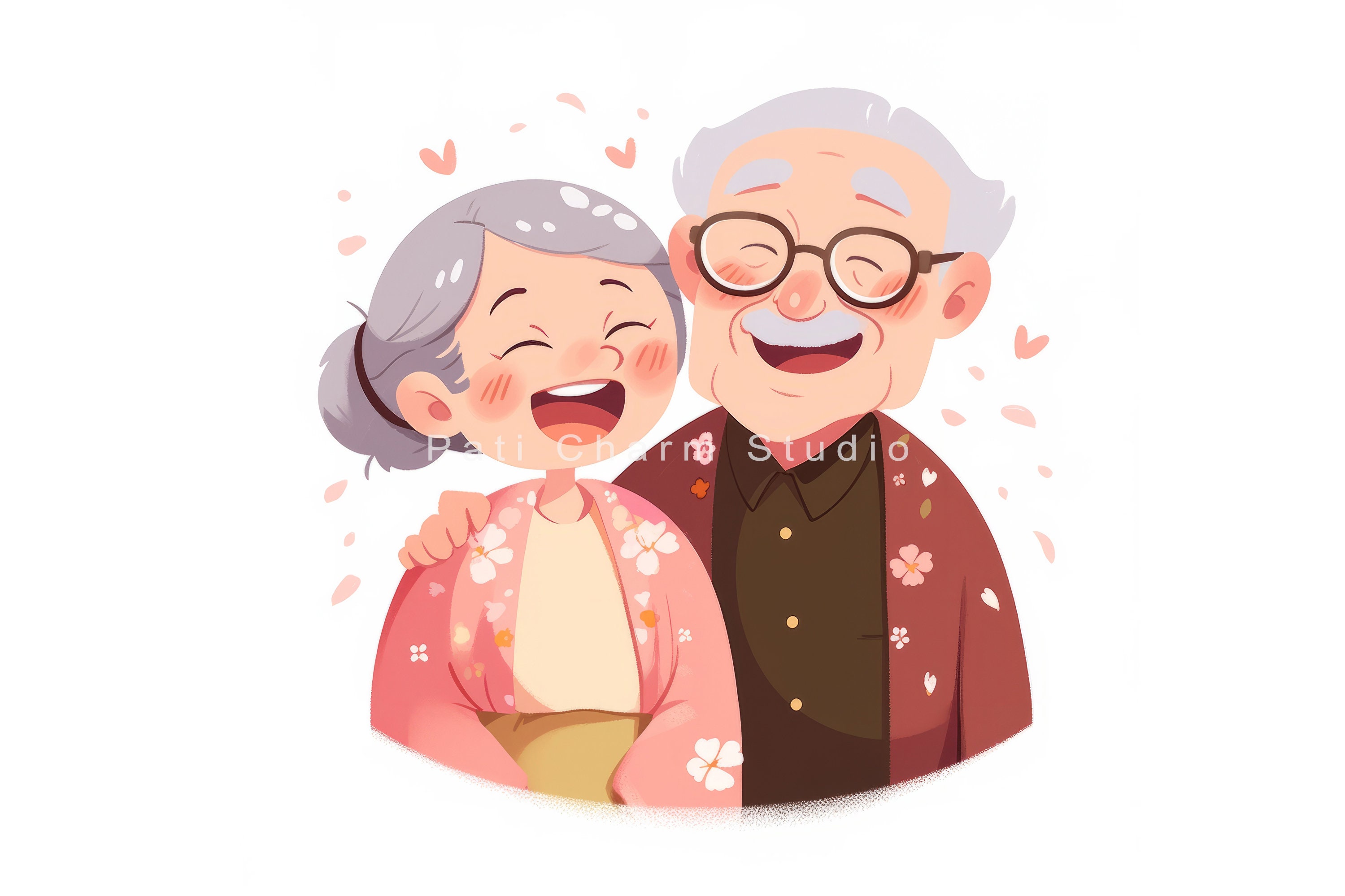 Grandparents Clipart Bundle, Watercolor Cute Grandparents Graphics ...