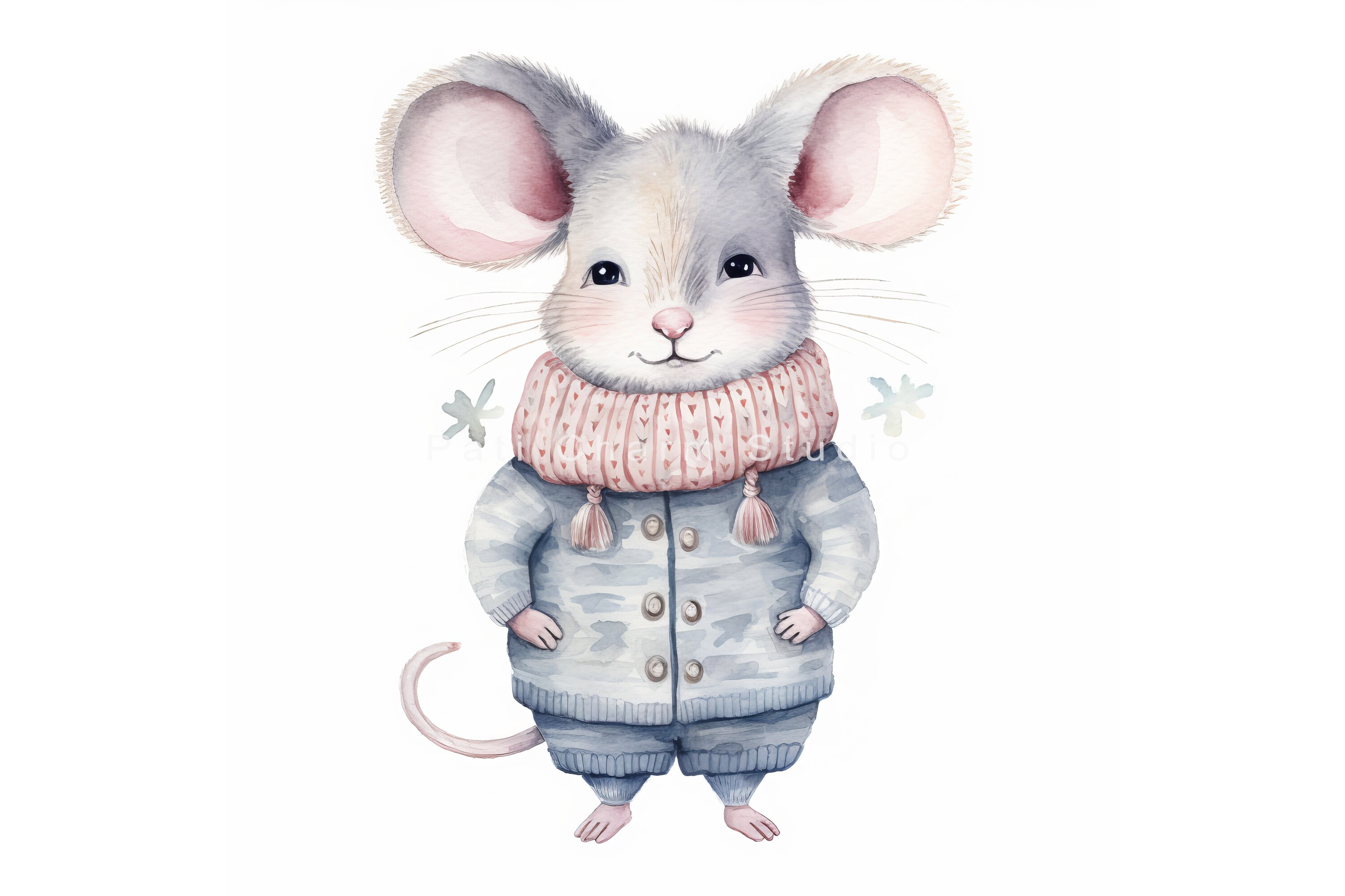 Winter Mouse in Sweater Digital Clipart, High Quality Jpgs, Christmas ...