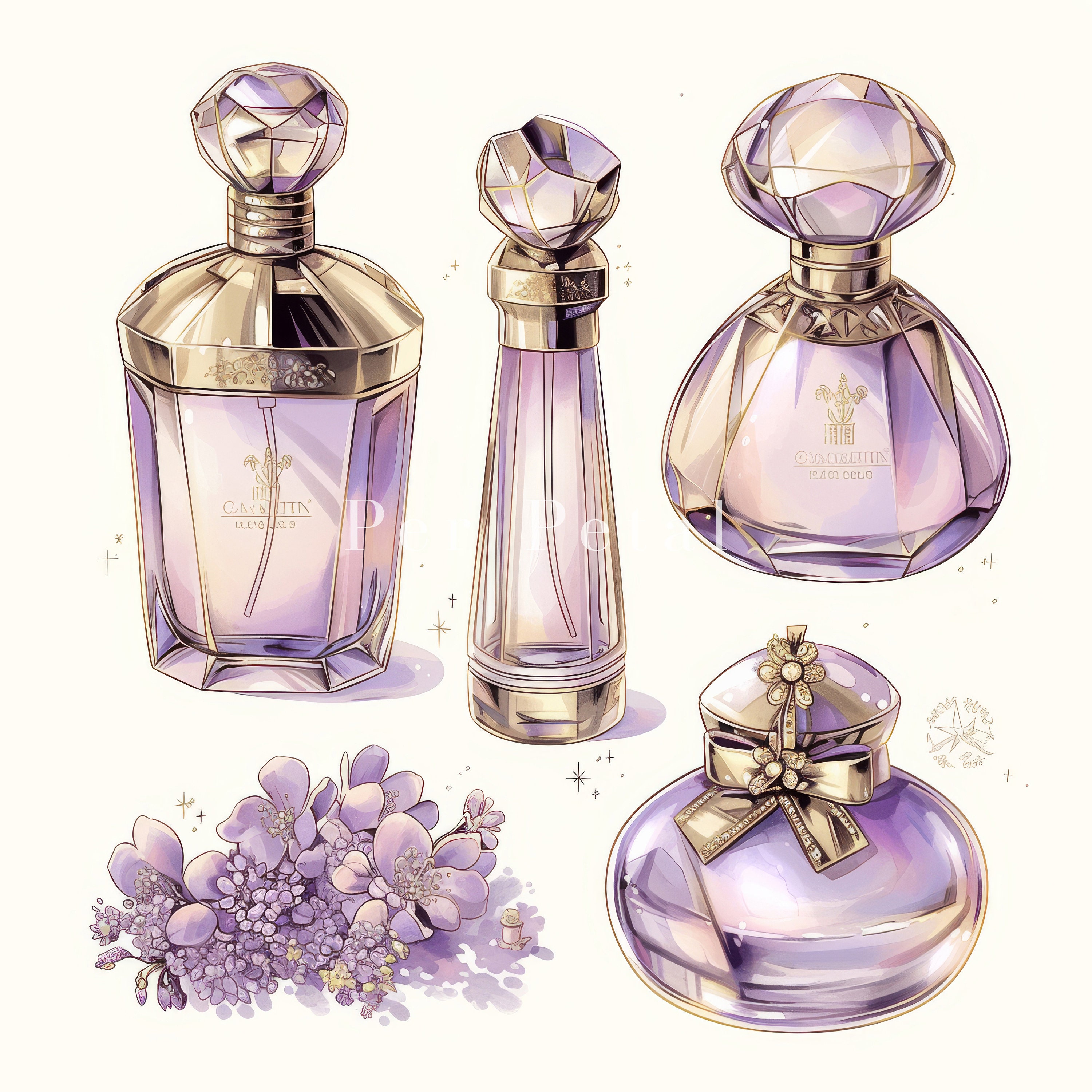 Bottle of Perfumes Clipart Bundle, High Quality Jpgs, Woman Clipart ...