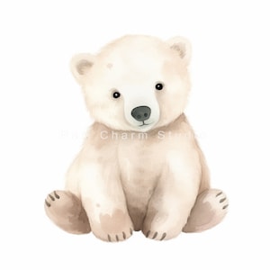 Watercolor Cute White Bear Clipart Bundle, Digital Download, High ...
