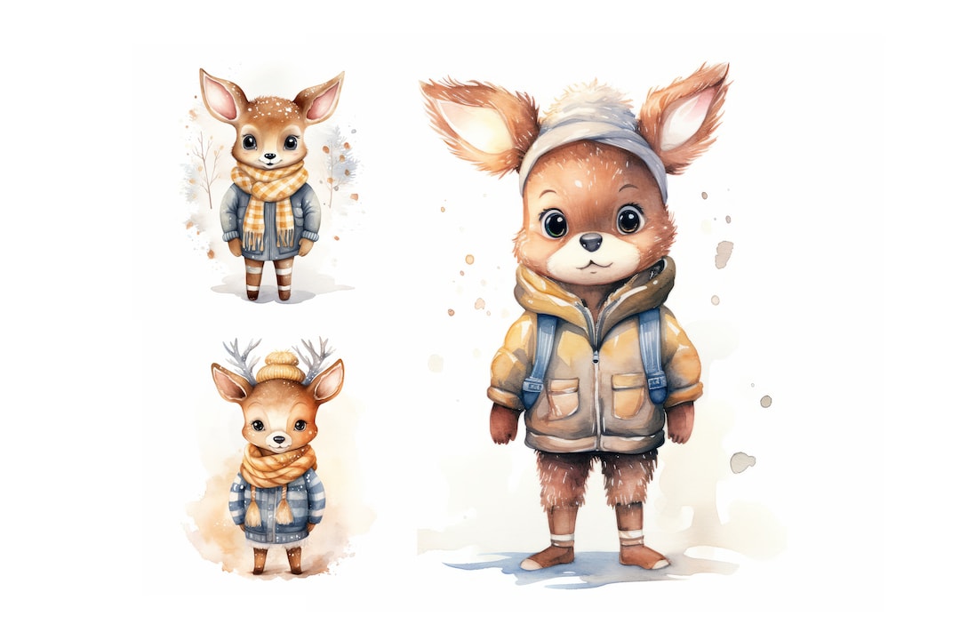 9 Christmas Baby Deer Clipart, High Quality Jpgs, Scrapbooking, Instant ...