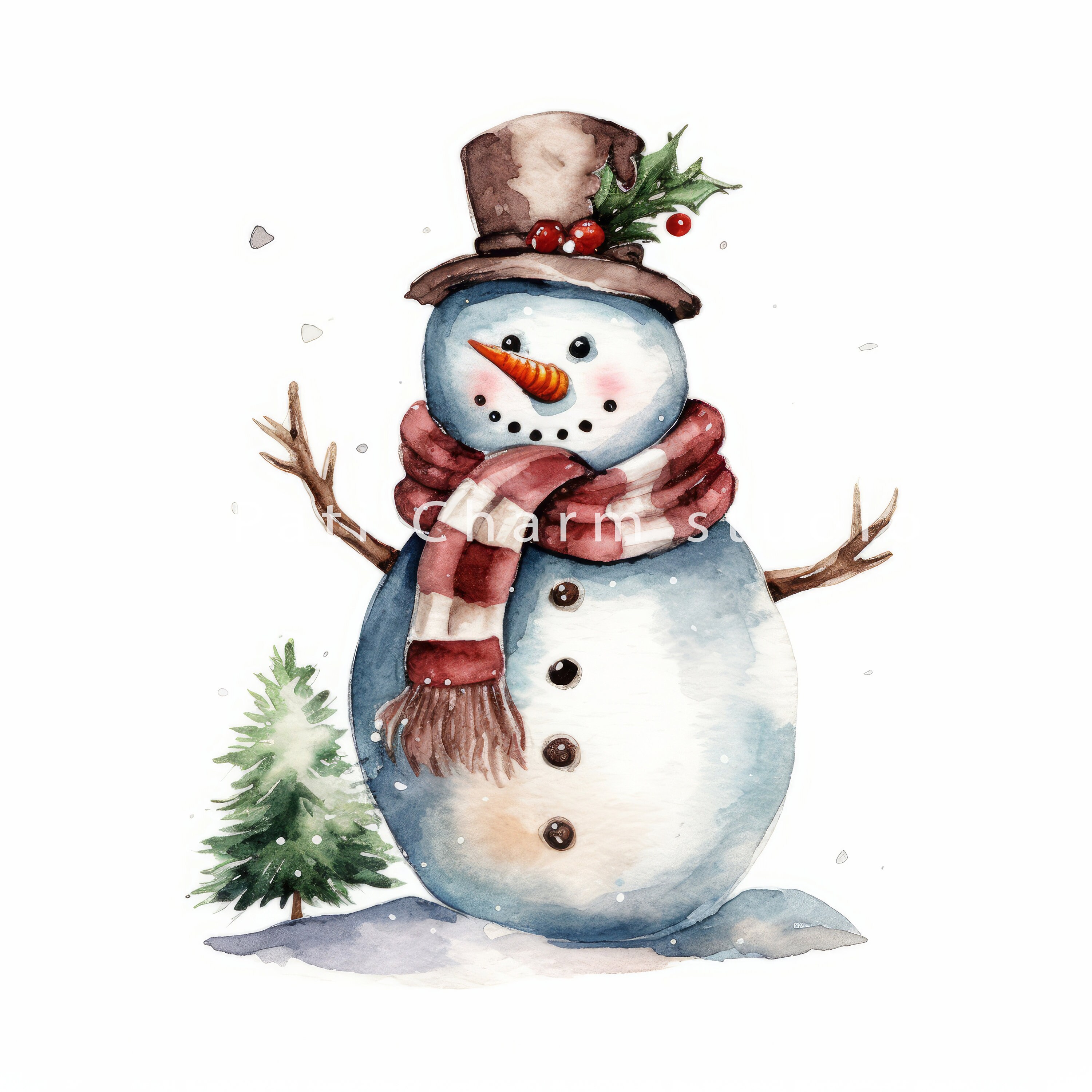 9 Snowman Clipart, Watercolor Christmas for Commercial Use, Cute ...
