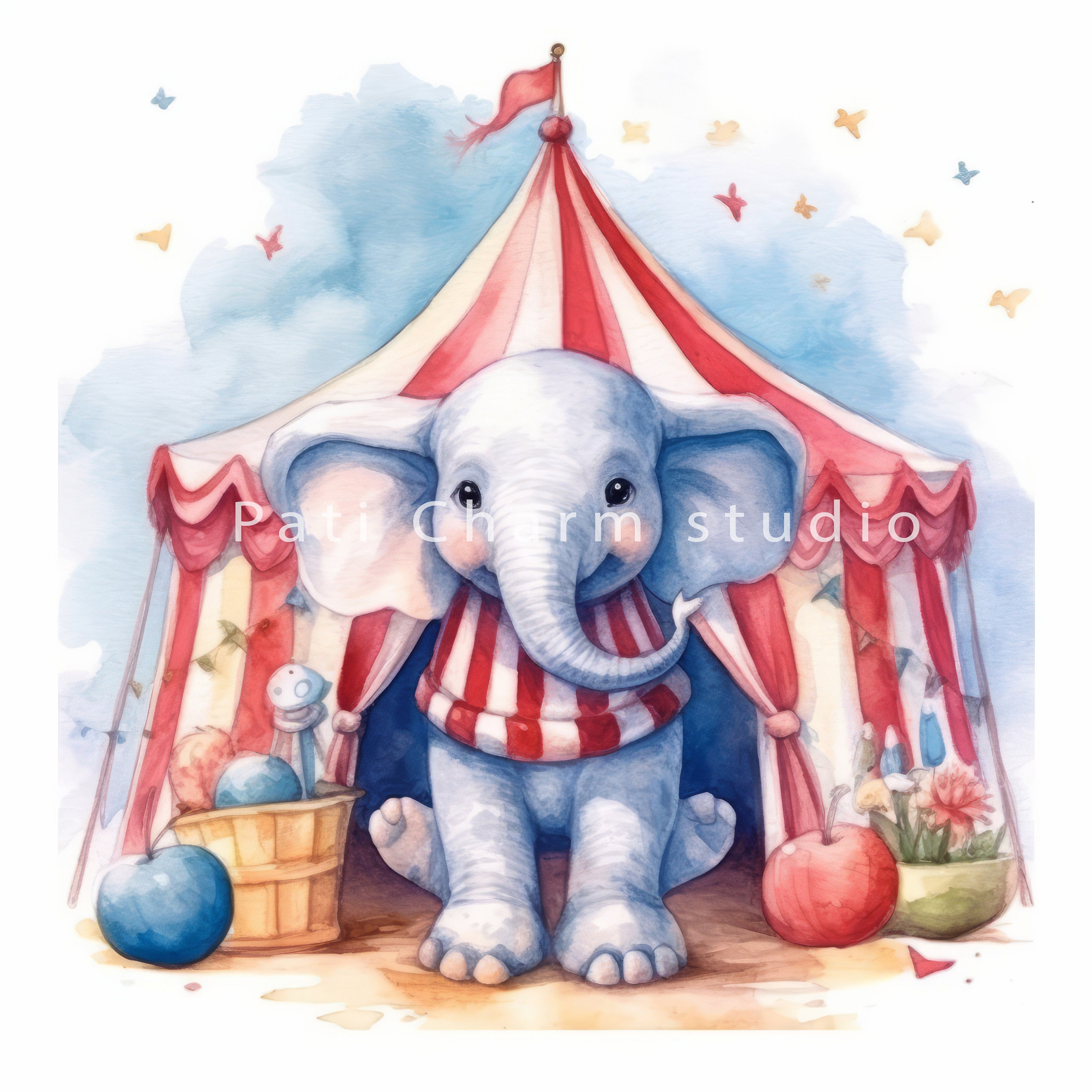 Watercolor Circus Baby Animals Clipart Bundle High Quality - Etsy