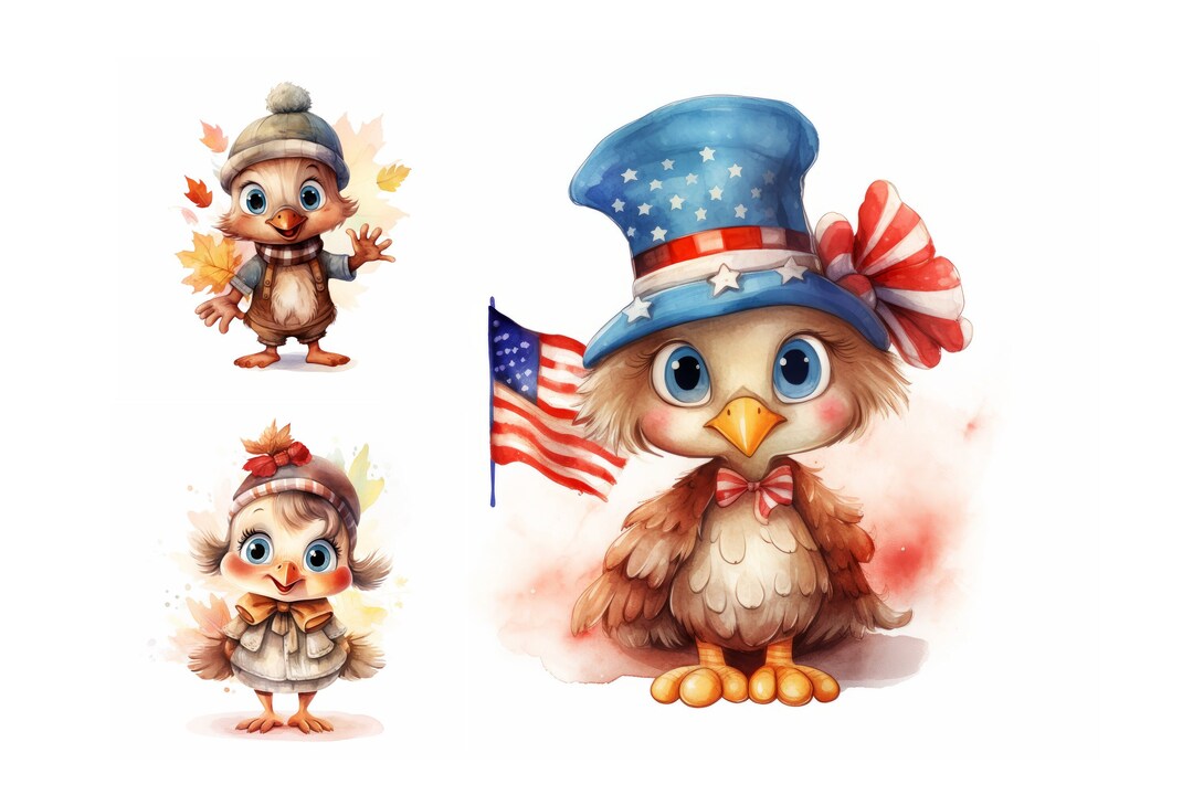 Happy Thanksgiving Turkey Clipart Bundle 9 High Quality Jpgs ...