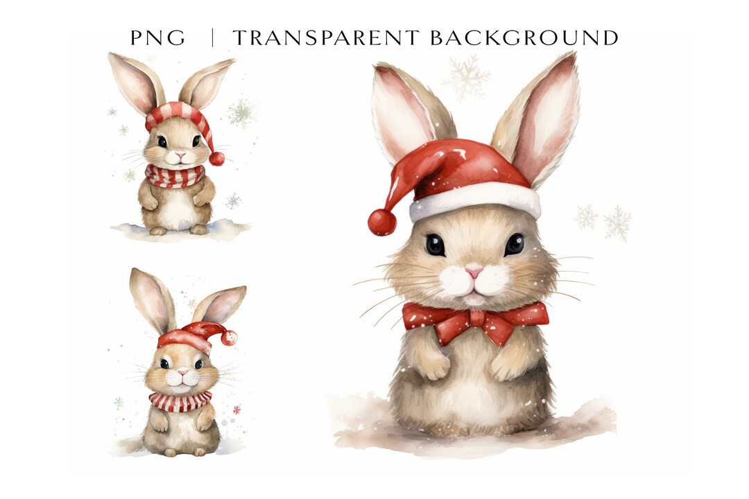 Watercolor Santa Rabbit Clipart PNG, High Quality, Christmas Bunny ...